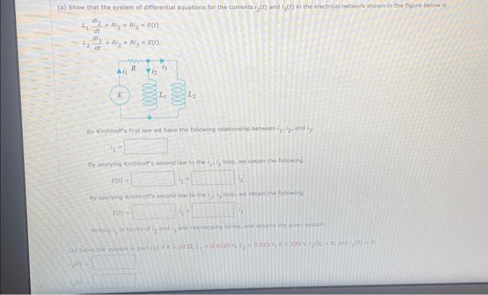 Solved Show That The System Of Differential Equations For