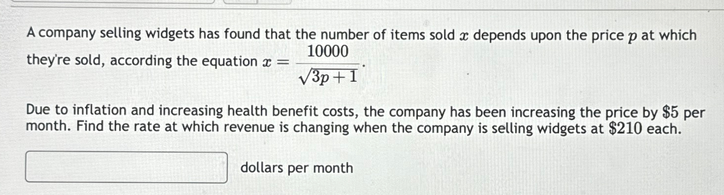 Solved A company selling widgets has found that the number | Chegg.com
