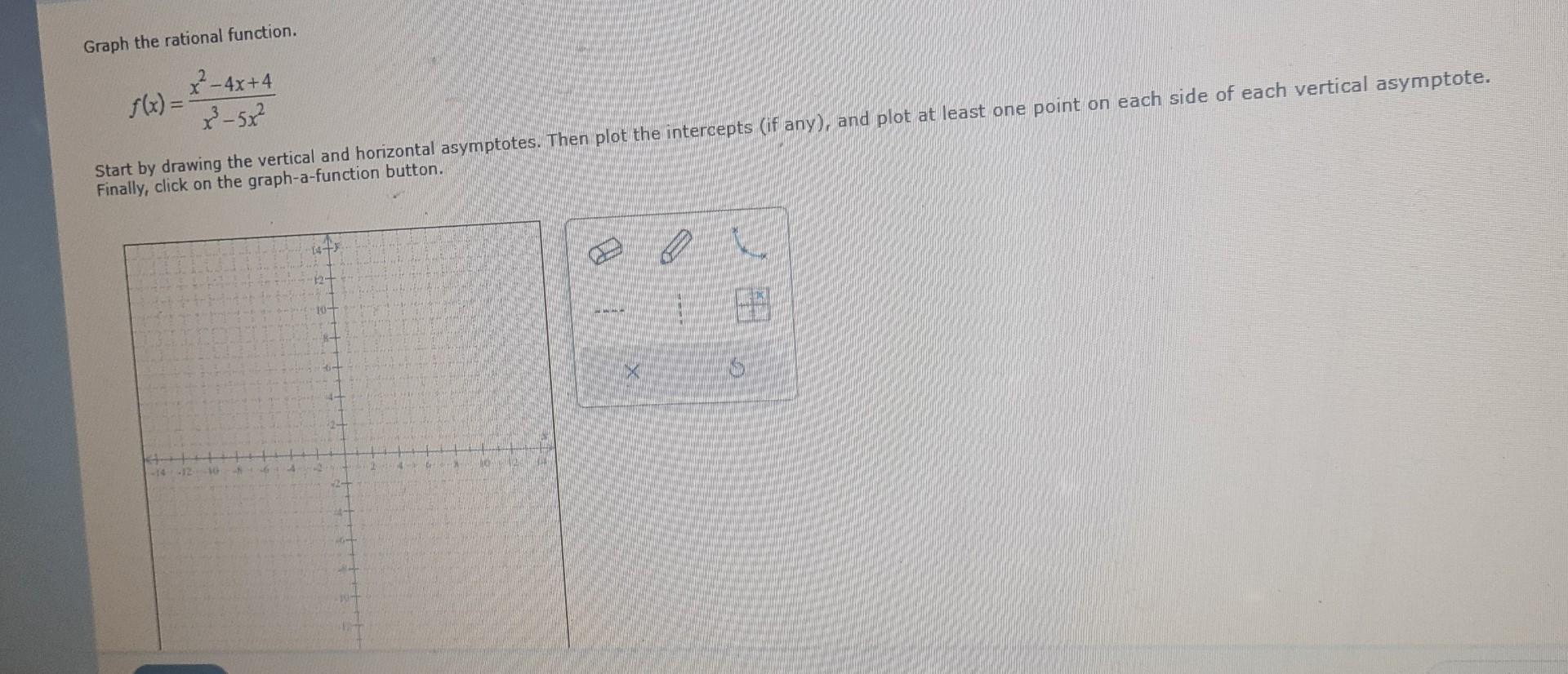 Solved Graph the rational function. f(x)=x3−5x2x2−4x+4 Start | Chegg.com