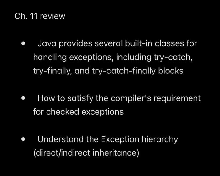 Solved Ch. 11 review - Java provides several built-in | Chegg.com