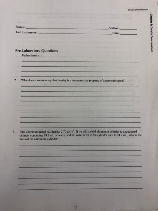 Solved Desi Determinations Name: Lab Instructor: Section: | Chegg.com
