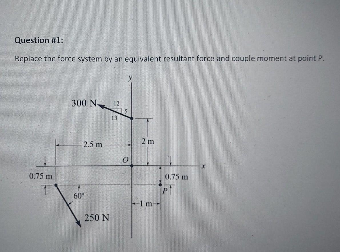 Solved Question #1: Replace the force system by an | Chegg.com