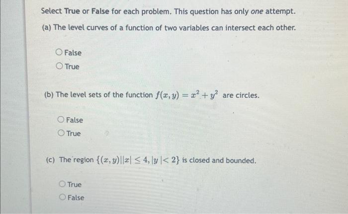 Solved Select True or False for each problem. This question | Chegg.com