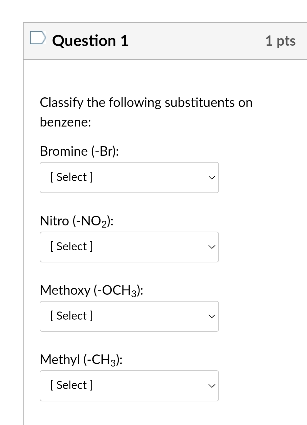 Solved Question 11 ﻿ptsClassify the following substituents | Chegg.com