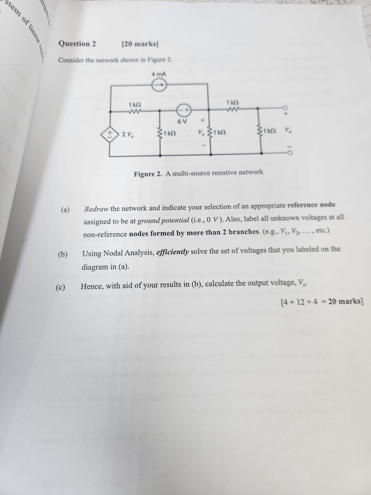 Solved Question 2[20 ﻿marks]Consider the network shown in | Chegg.com