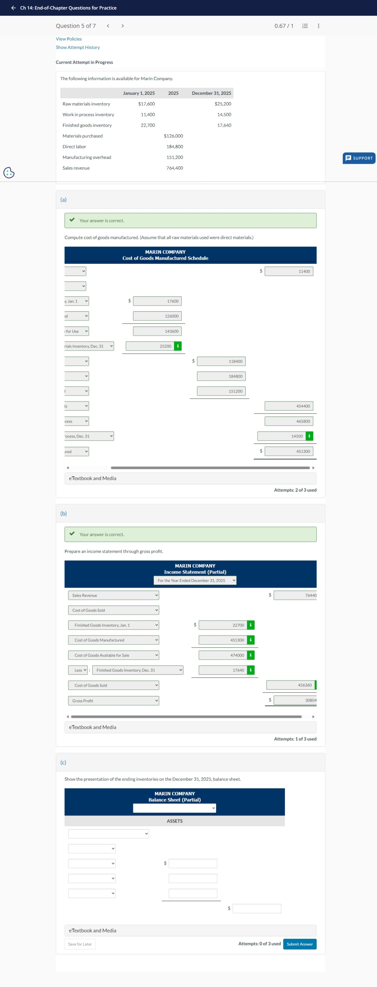 Solved Show the presentation of the ending inventories on | Chegg.com