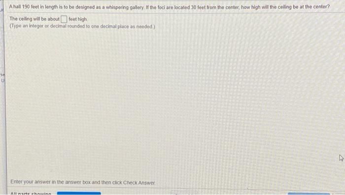 Solved A hall 190 feet in length is to be designed as a | Chegg.com
