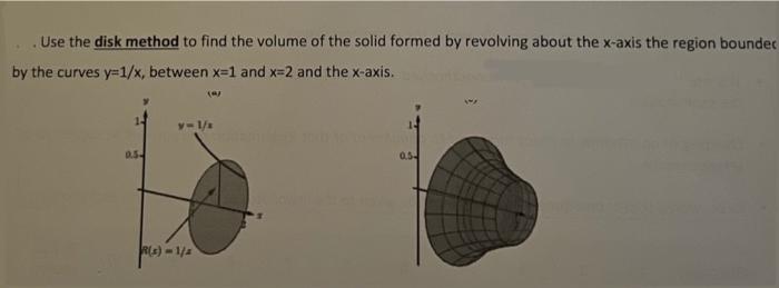 Solved Use the disk method to find the volume of the solid | Chegg.com