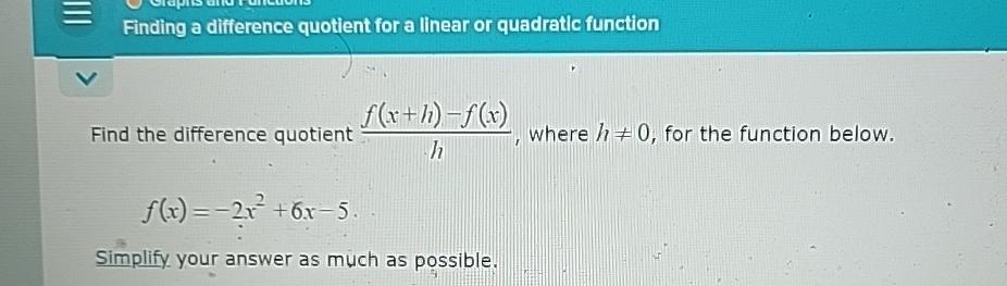 Solved Finding a difference quotient for a linear or | Chegg.com