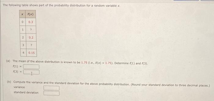 Solved The following table shows part of the probability | Chegg.com