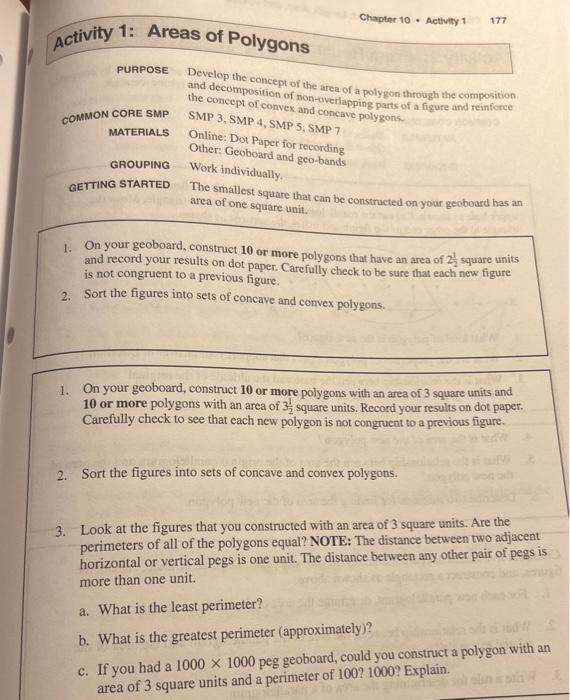 Activity 1: Areas of Polygons Chapter 10⋅ Activity | Chegg.com
