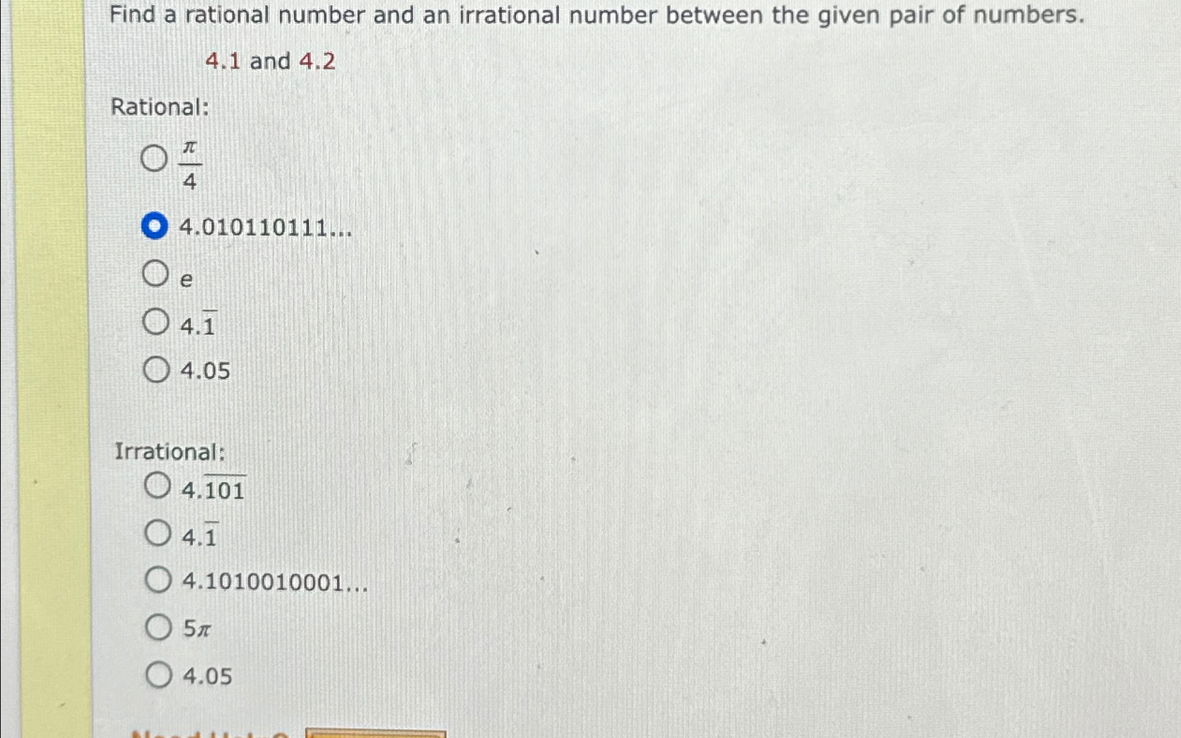 Solved Find a rational number and an irrational number | Chegg.com
