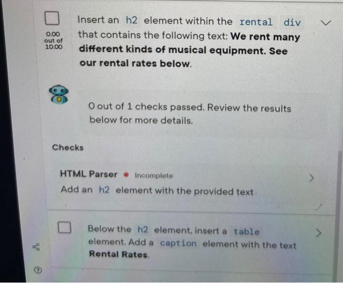 Solved Insert an h2 element within the rental div that | Chegg.com