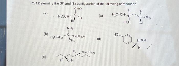 Solved Q 1.Determine the (R) and (S) configuration of the | Chegg.com