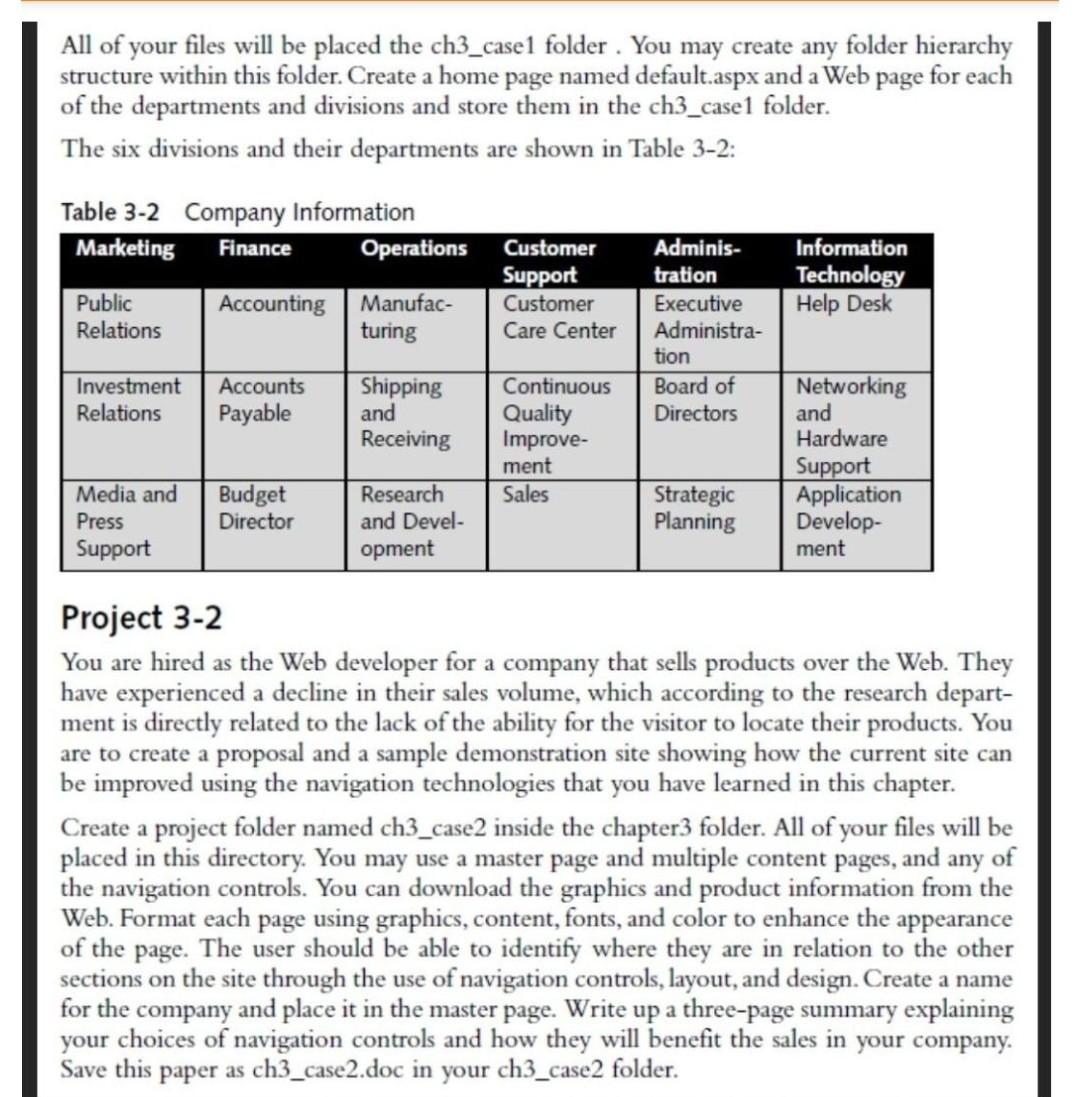 All of your files will be placed the ch3_case1 folder | Chegg.com