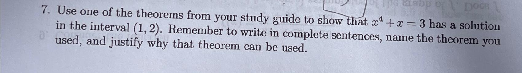 Solved Use one of the theorems from your study guide to show | Chegg.com