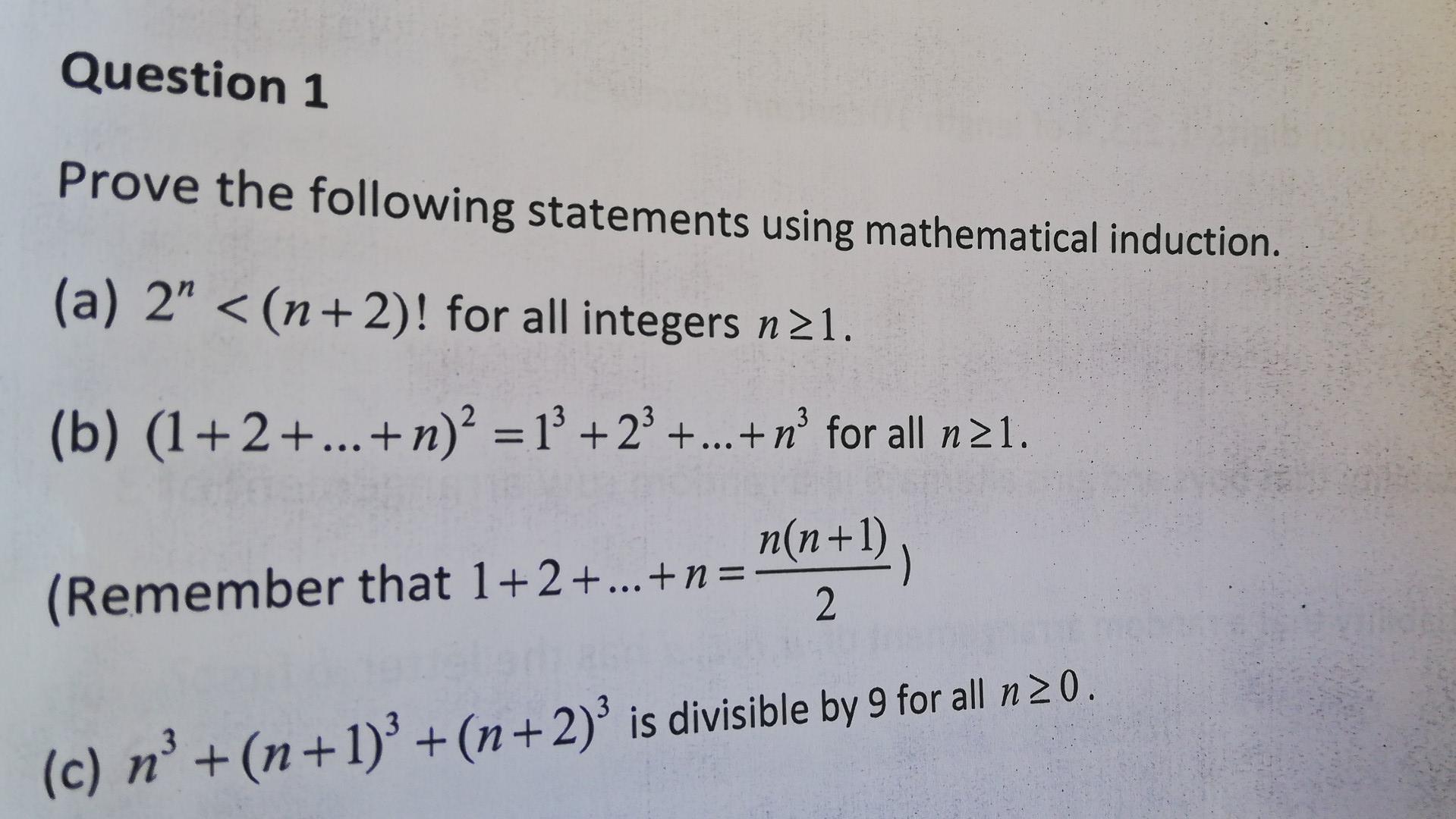 Solved Question 1 Prove the following statements using | Chegg.com