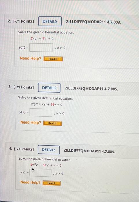 Solved 2. [-/1 Points] DETAILS Solve the given differential | Chegg.com