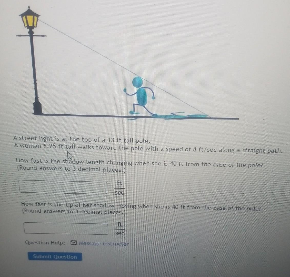 Solved A street light is at the top of a 13 ft tall pole. A | Chegg.com