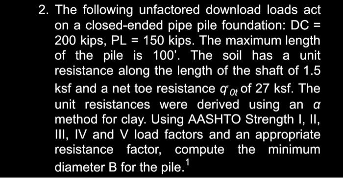 Solved 2. The following unfactored download loads act on a | Chegg.com