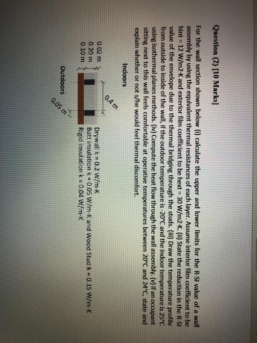 Solved Question (2) [10 Marks] For the wall section shown | Chegg.com