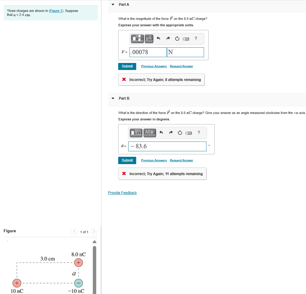 Solved Part AThree charges are shown in (Figure 1). | Chegg.com