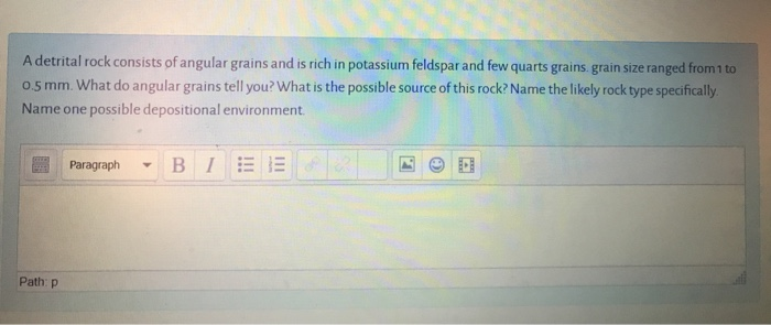 Solved A detrital rock consists of angular grains and is | Chegg.com