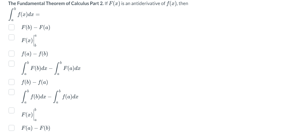 Solved The Fundamental Theorem of Calculus Part 2. ﻿If F(x) | Chegg.com