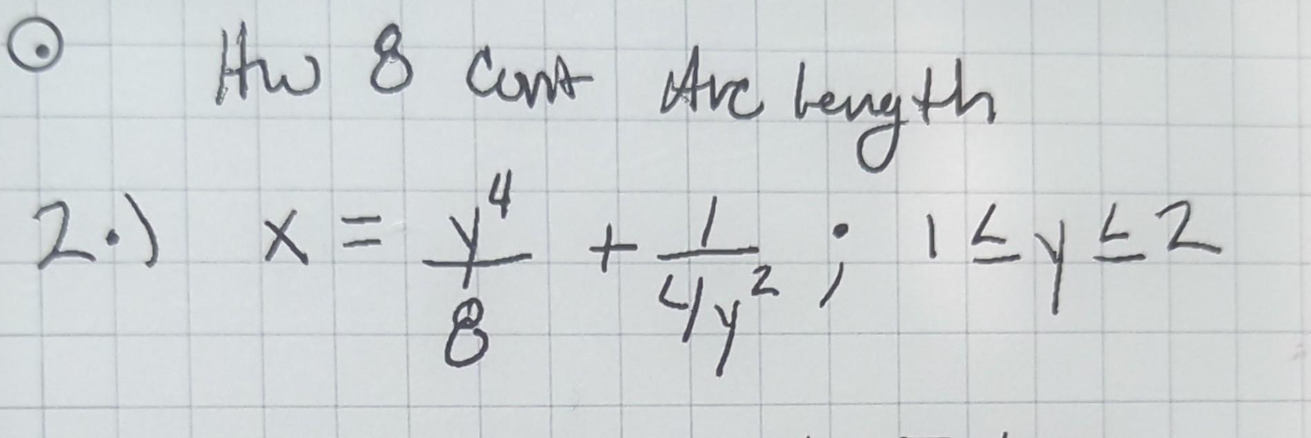 Solved Hw 8 cont Ave length x=8y4+4y21;1≤y≤2 | Chegg.com