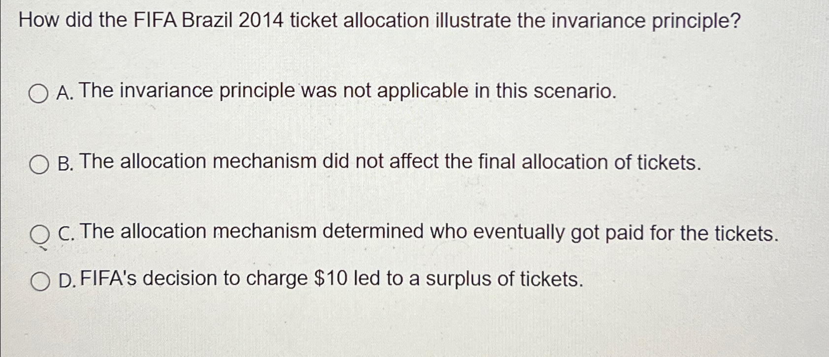 Solved How did the FIFA Brazil 2014 ﻿ticket allocation | Chegg.com