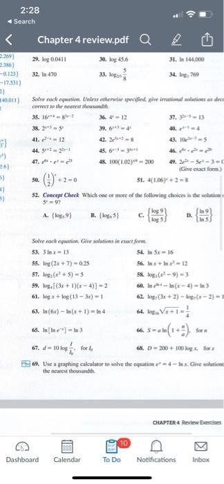 Solved 29. log0.0411 3a. log45.6 31. in 144000 32. ln470 33. | Chegg.com