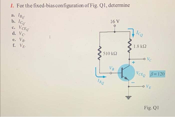 Solved 1 For The Fixed Bias Configuration Of Fig Q1