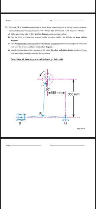 Solved Q1: The crank OP of a mechanism as shown in figure | Chegg.com
