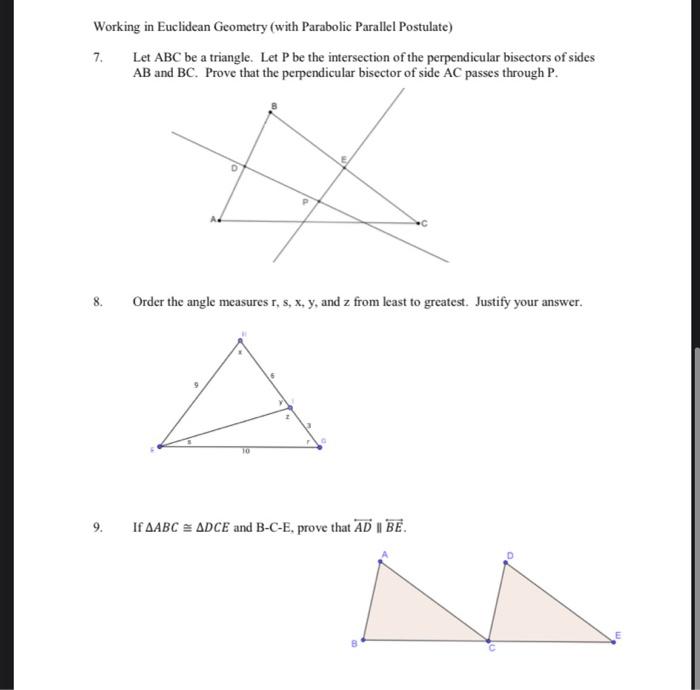 Solved Working in Euclidean Geometry (with Parabolic | Chegg.com