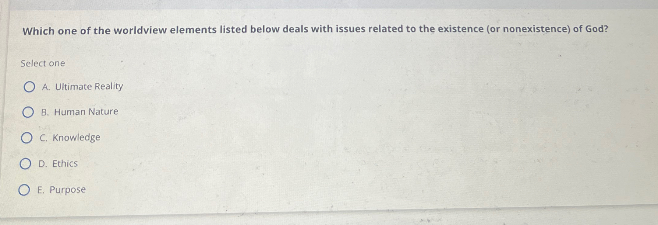 Solved Which one of the worldview elements listed below | Chegg.com