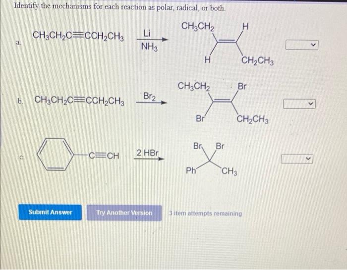 Solved Identify the mechanisms for each reaction as polar | Chegg.com