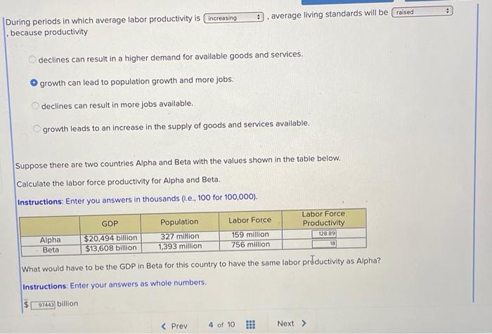 Solved During periods in which average labor productivity is | Chegg.com