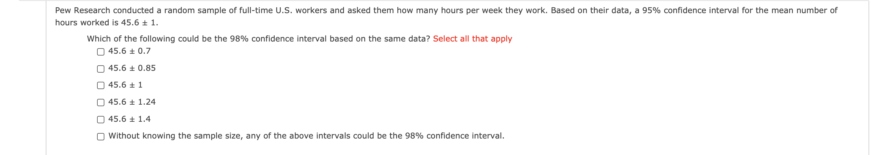Solved hours worked is 45.6+-1.Which of the following could | Chegg.com