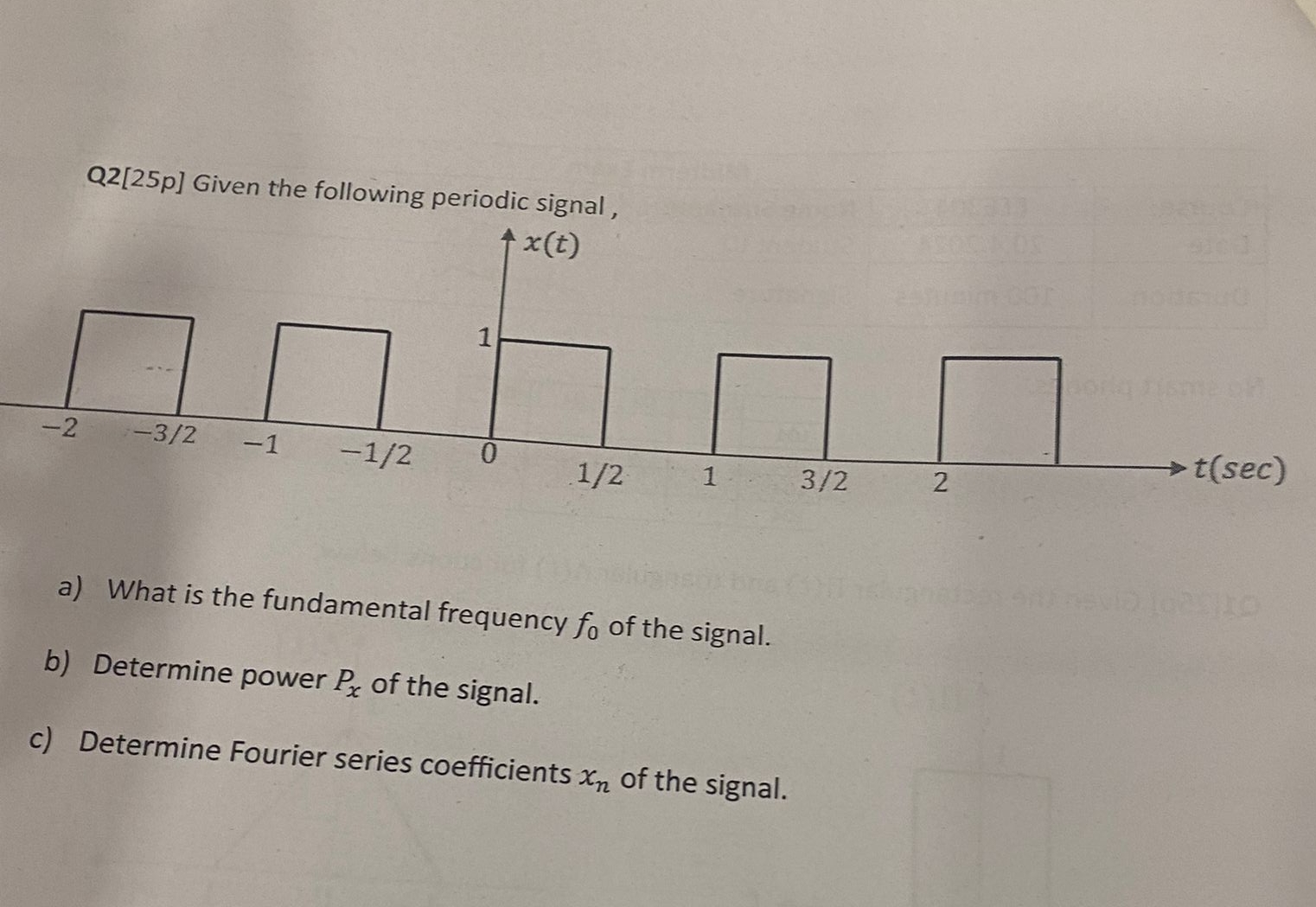 Solved Q2[25p] ﻿Given the following periodic signal,a) ﻿What | Chegg.com