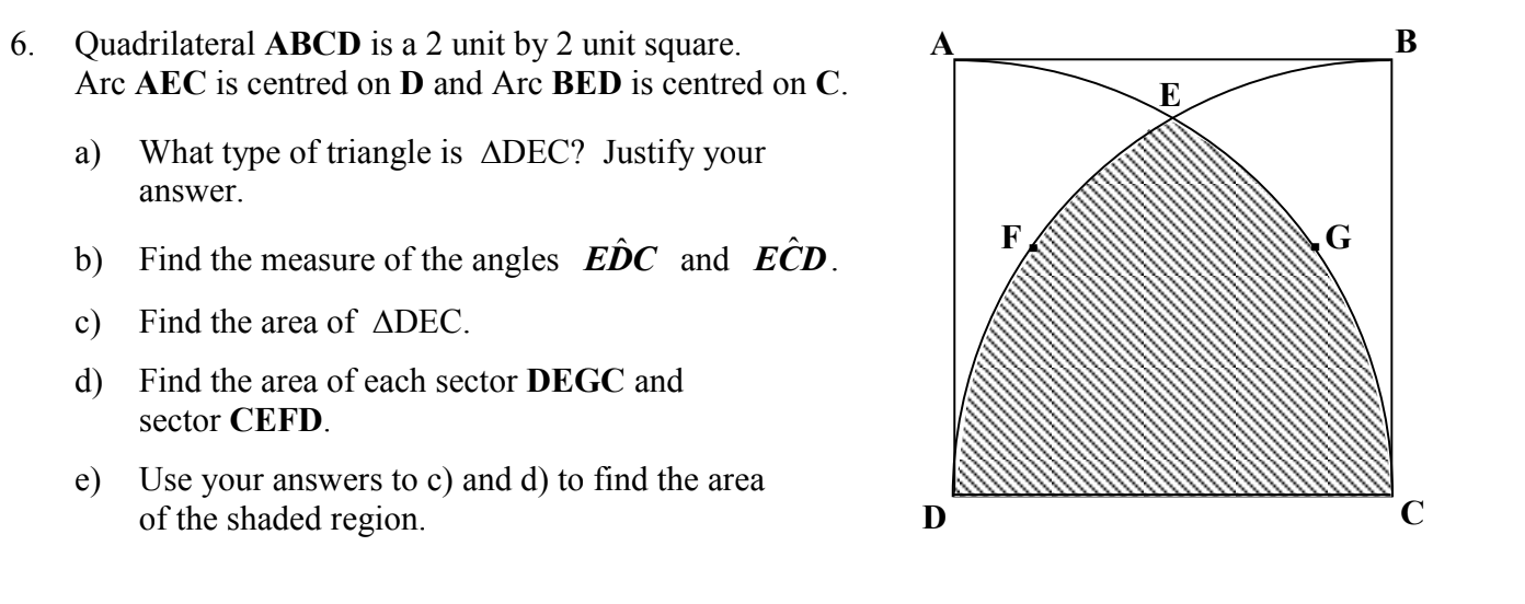 Solved Quadrilateral ABCD is a 2 ﻿unit by 2 ﻿unit square.Arc | Chegg.com