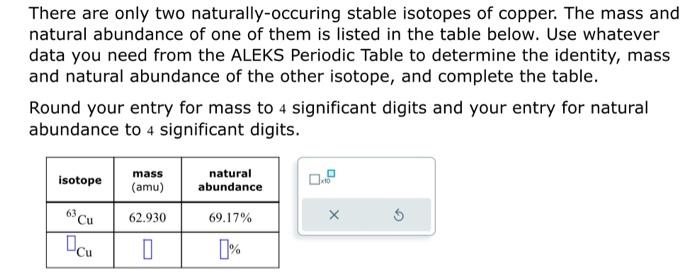 Solved There are only two naturally-occuring stable isotopes | Chegg.com