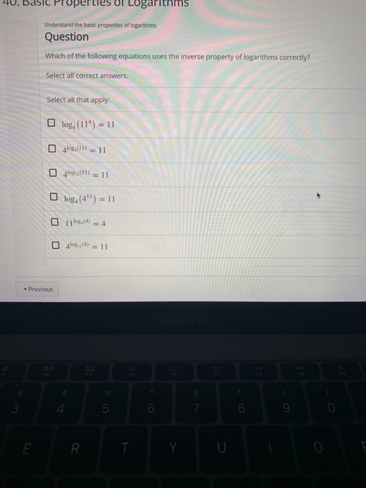 Solved 40. Basic Properties of Logarithms Understand the | Chegg.com