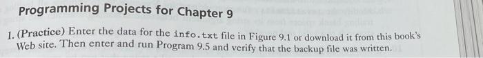 Solved Programming Projects for Chapter 9 1. (Practice) | Chegg.com