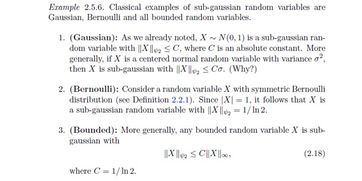 Example 2.5.6. ﻿Classical examples of sub-gaussian | Chegg.com