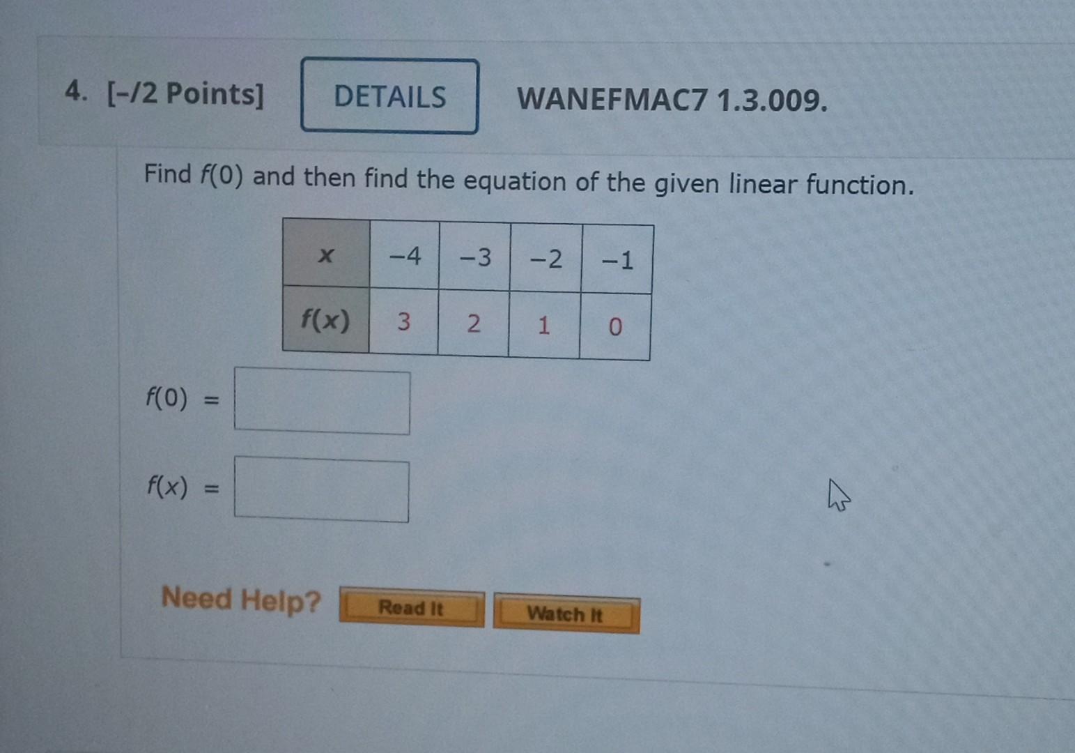 Solved 2 Points] WANEFMAC7 1.3.009. Find f(0) and then find | Chegg.com