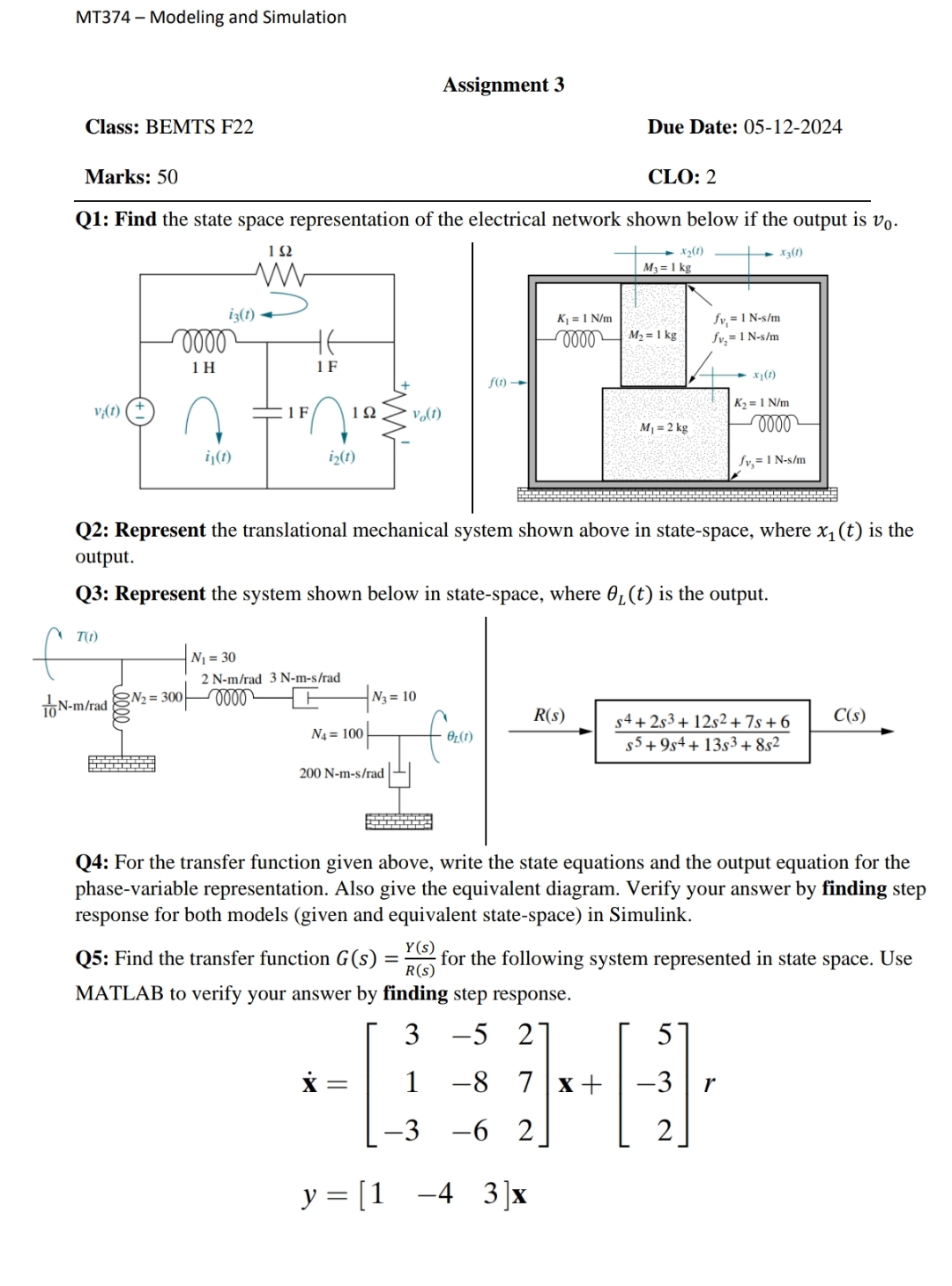 Solved MT374 - ﻿Modeling and SimulationAssignment 3Class: | Chegg.com