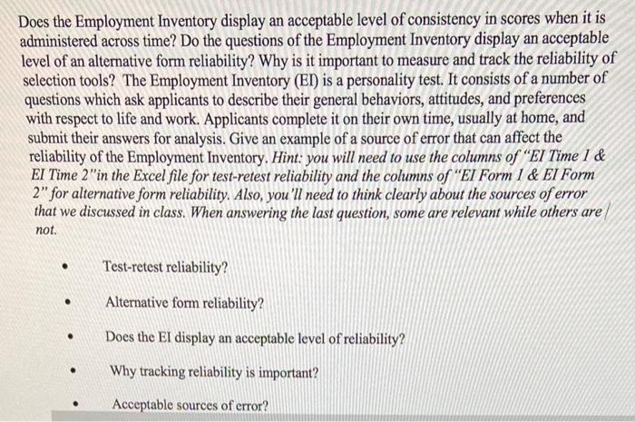 Solved Does the Employment Inventory display an acceptable | Chegg.com