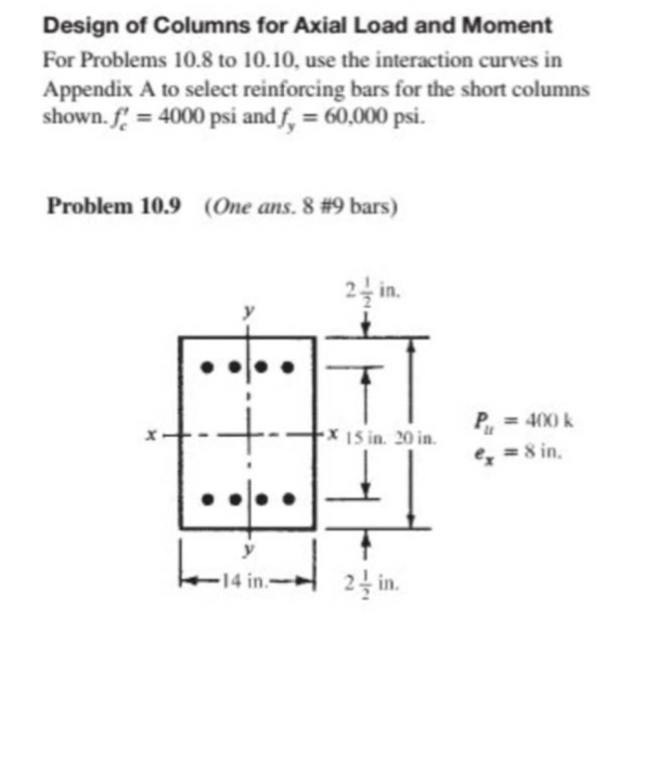Solved Design of Columns for Axial Load and Moment For | Chegg.com
