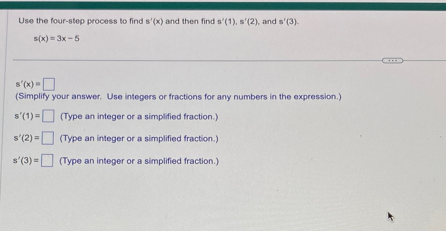 Solved Use the four-step process to find s'(x) ﻿and then | Chegg.com