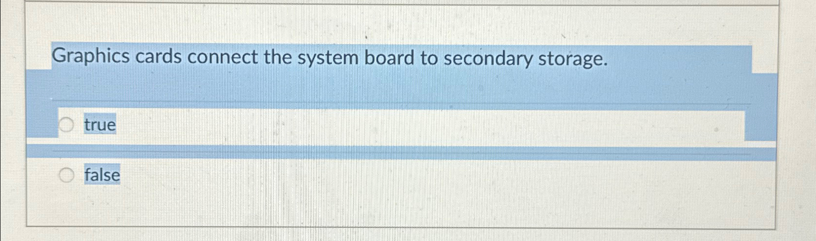 Solved Graphics cards connect the system board to secondary | Chegg.com